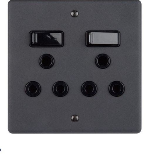 Switch Socket Double 100X100 Black - Home and Hardware depot