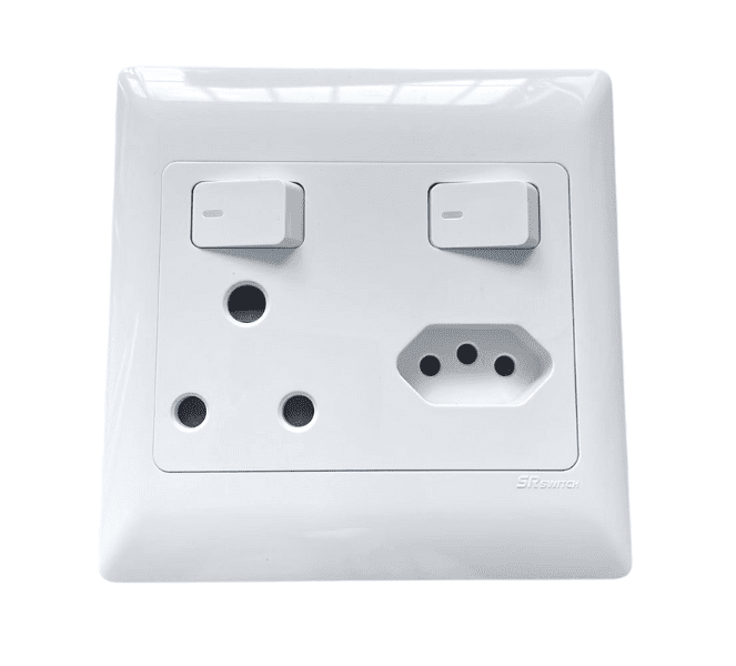 SR Electrical Double Switched Wall Socket 1x16A 1xeuro 4x4 - Home and ...