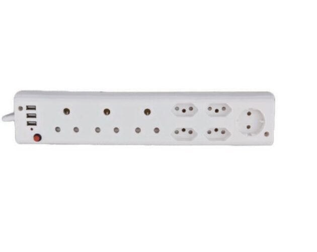 8 Way Multi Plug 3x16A 4x5A 1 Schuko 3x2 1A USB - Home and Hardware depot