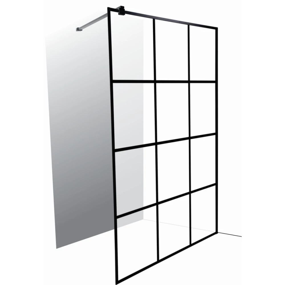 Mont Blanc 12-Panel Matt Black Wall-Mounted Shower Screen Aqua D'or ...